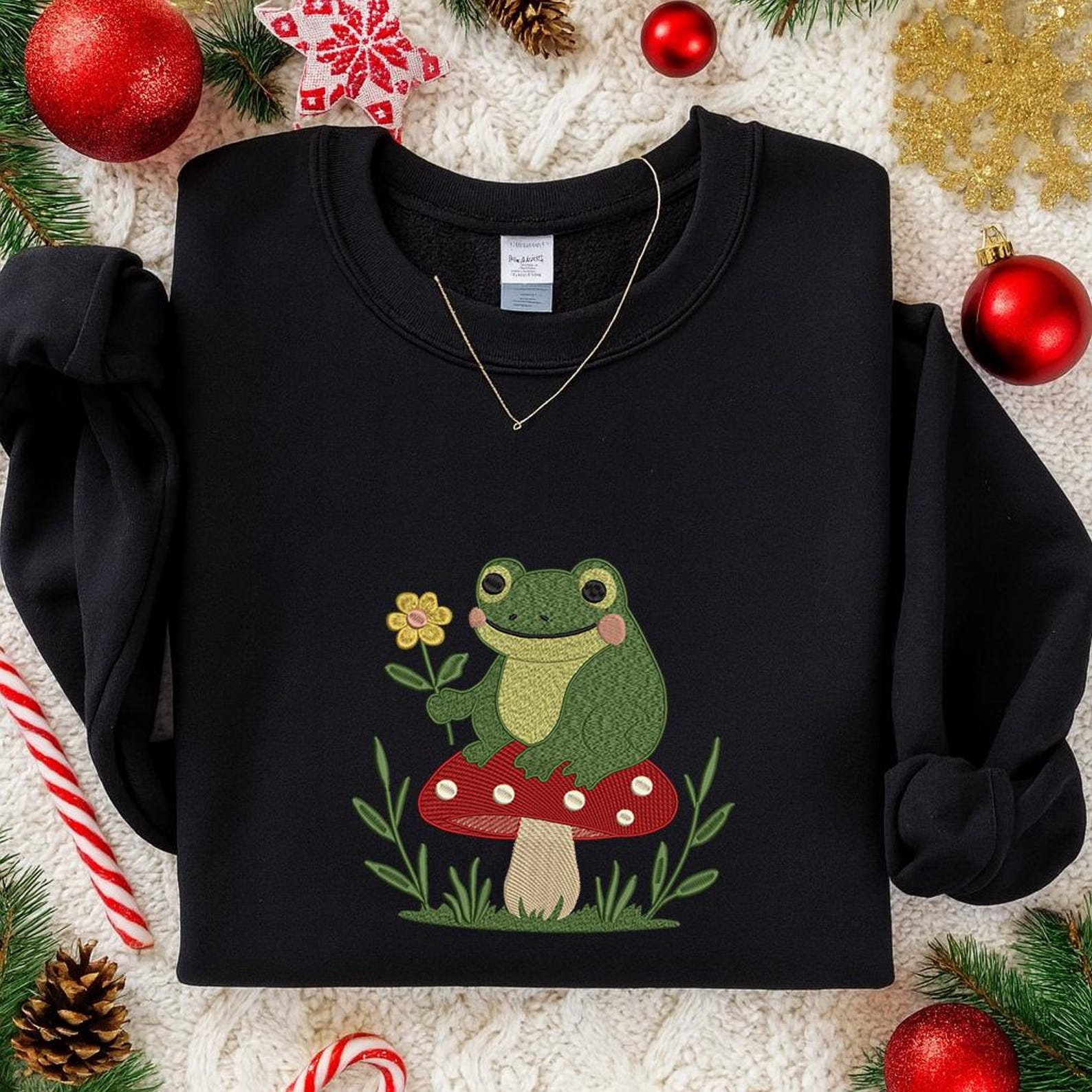 Frog and Mushroom Embroidery Design, Cute Frog With Flower, Digital ...