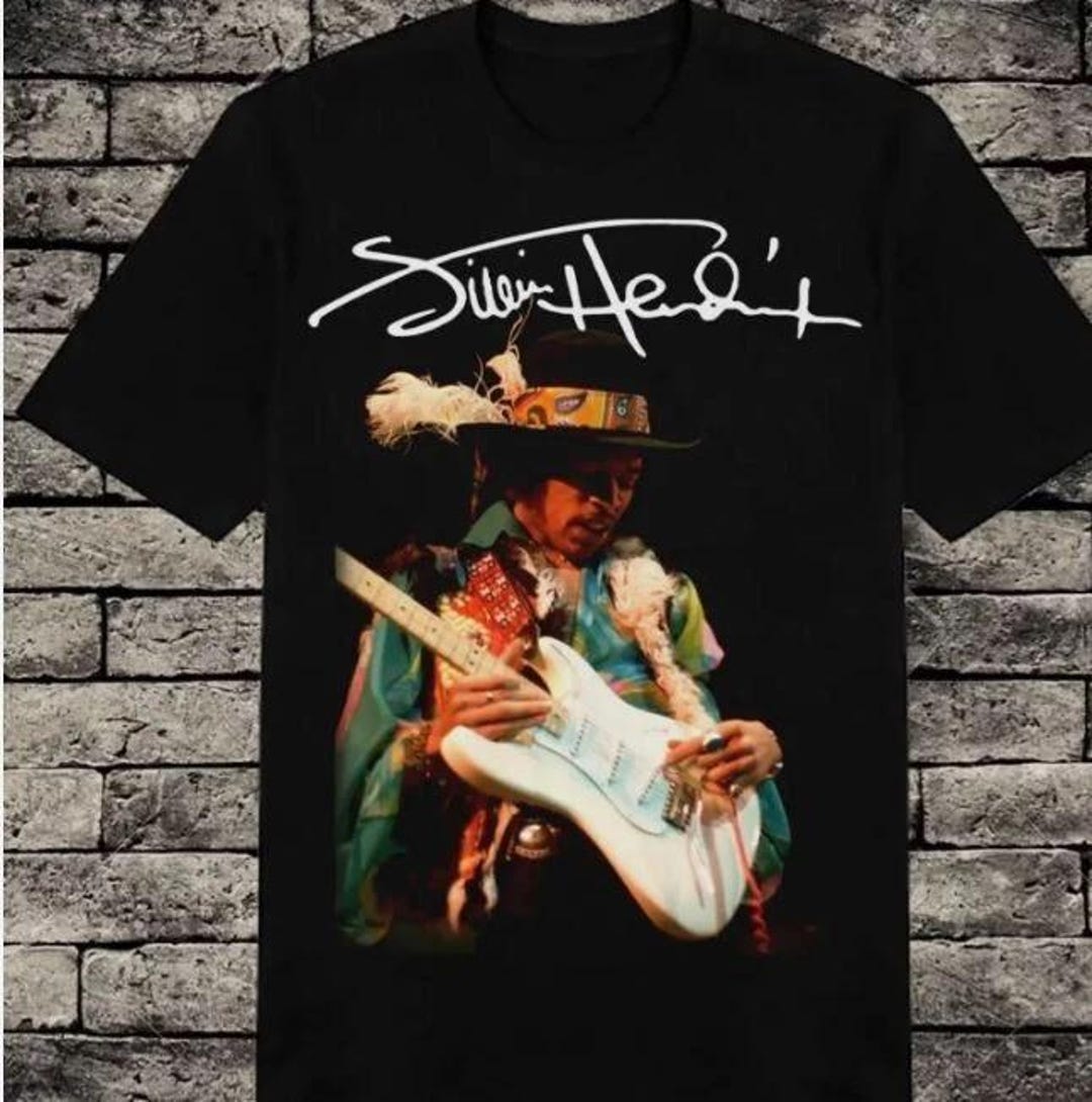 Jimi Hendrix Singer Cotton Gift for Fan Black All Size Unisex Tee Shirt ...