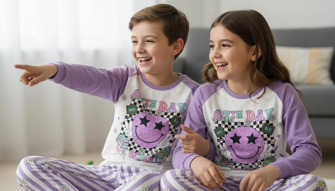 67 Meme Kids Pajamas Set Cozy Sleepwear Back to School Vibes Cute ...