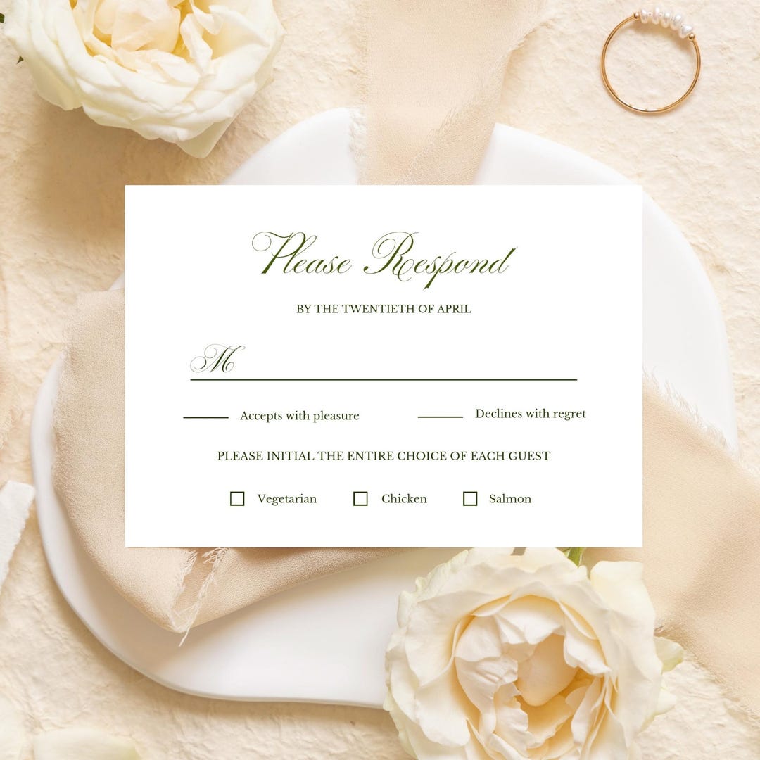 Wedding RSVP Card Template, Editable Canva RSVP Card, Minimal Wedding ...