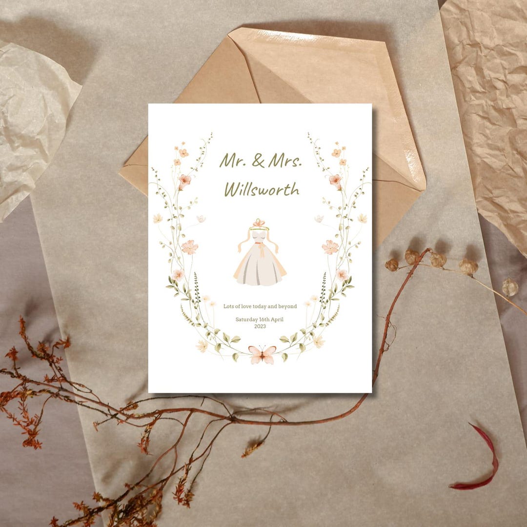 Autumn Wedding Congratulations Card | Rustic Fall Greeting Card ...