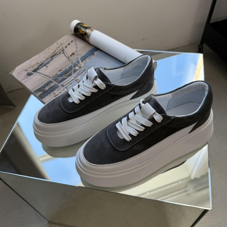 Suede Platform Sneakers | Handmade Leather Platform Sneakers for Women ...