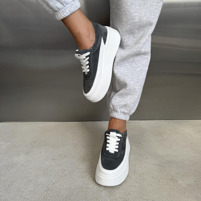 Suede Platform Sneakers | Handmade Leather Platform Sneakers for Women ...