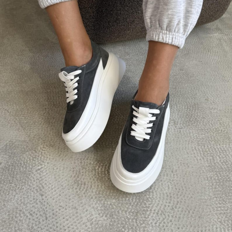 Suede Platform Sneakers | Handmade Leather Platform Sneakers for Women ...