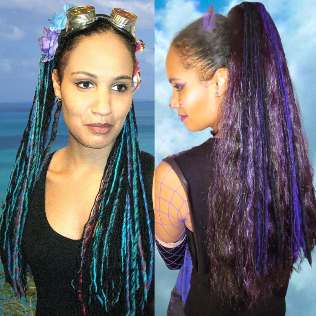 GOTH DREADLOCKS Clip-in DREADS Black & Colors Gothic Witch Dread Falls ...