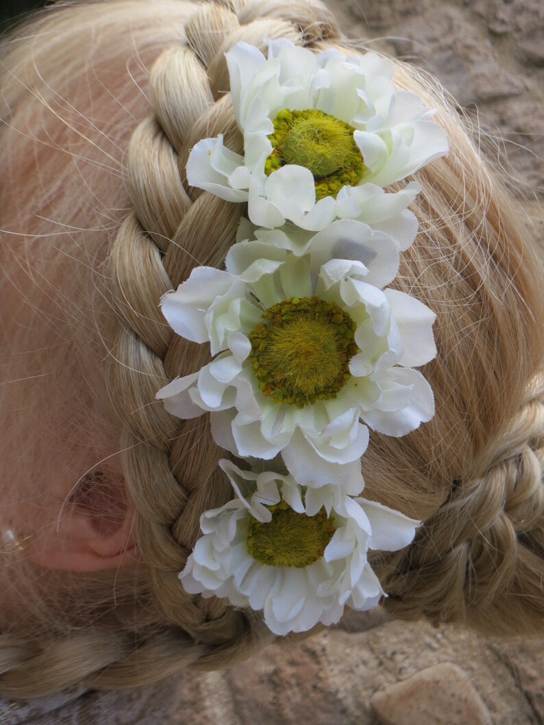 White DAISY HAIR FLOWERS Tribal Fusion Belly Dance Hair - Etsy