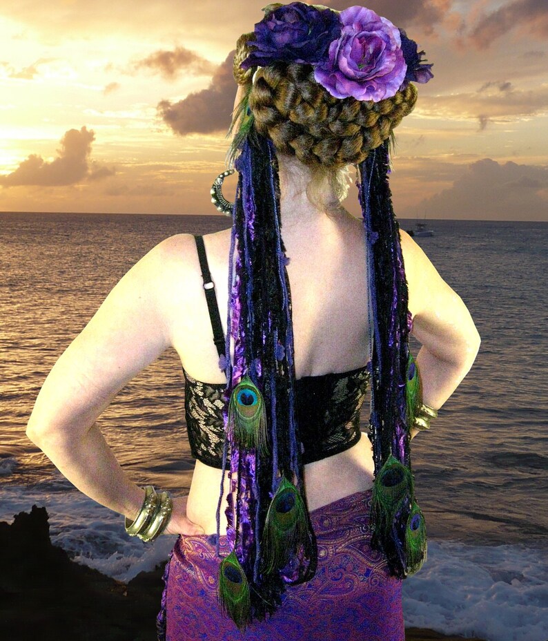 Peacock Feather Yarn Falls Tribal Fusion Belly Dance Costume Etsy