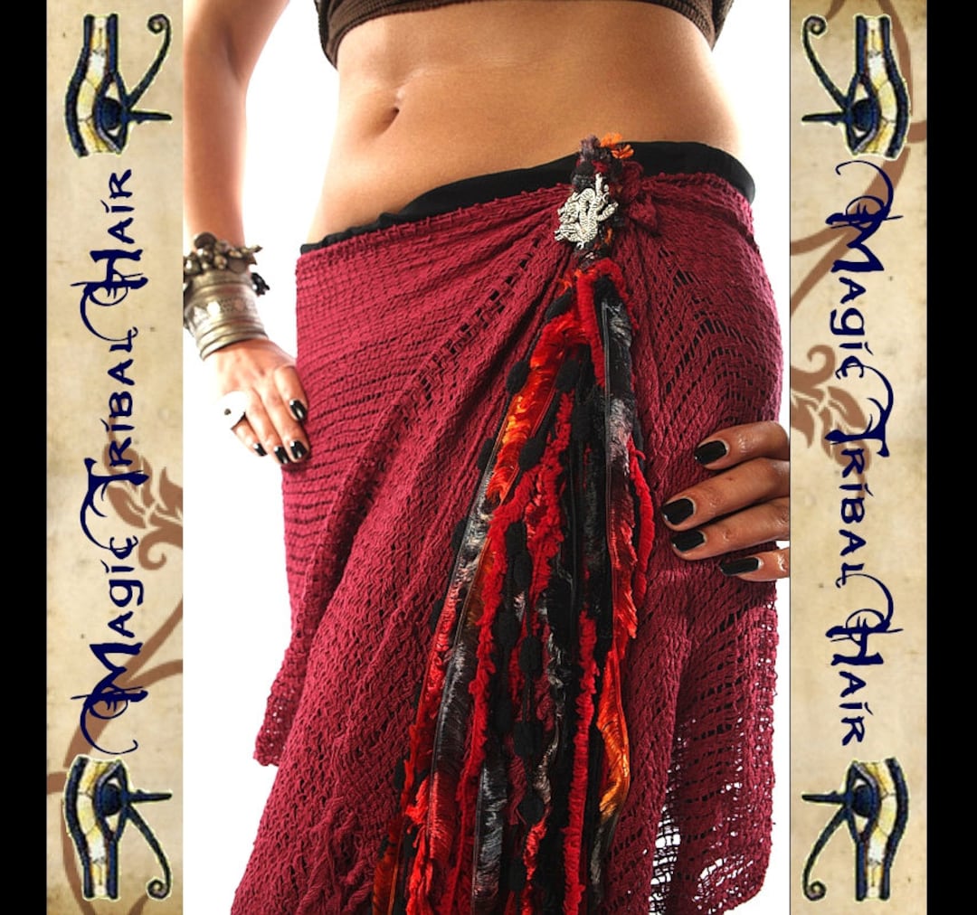 HIP TASSELS Clip "fire" Silver Dragon Tribal Fusion Belt & Hip Scarf ...