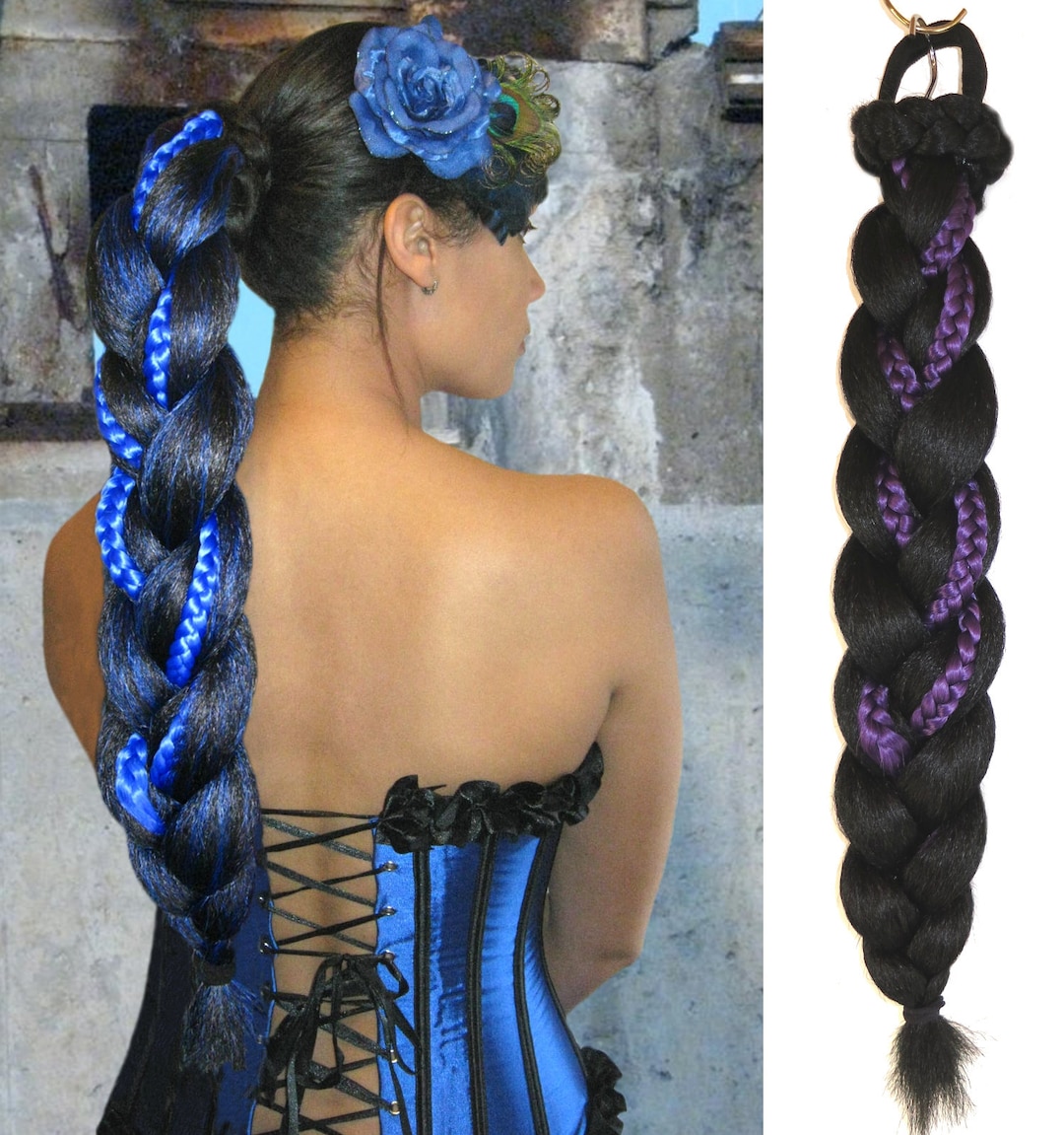GOTH BRAID & BUN Supersize Braided Ponytail Rose Bun Updo Gothic ...