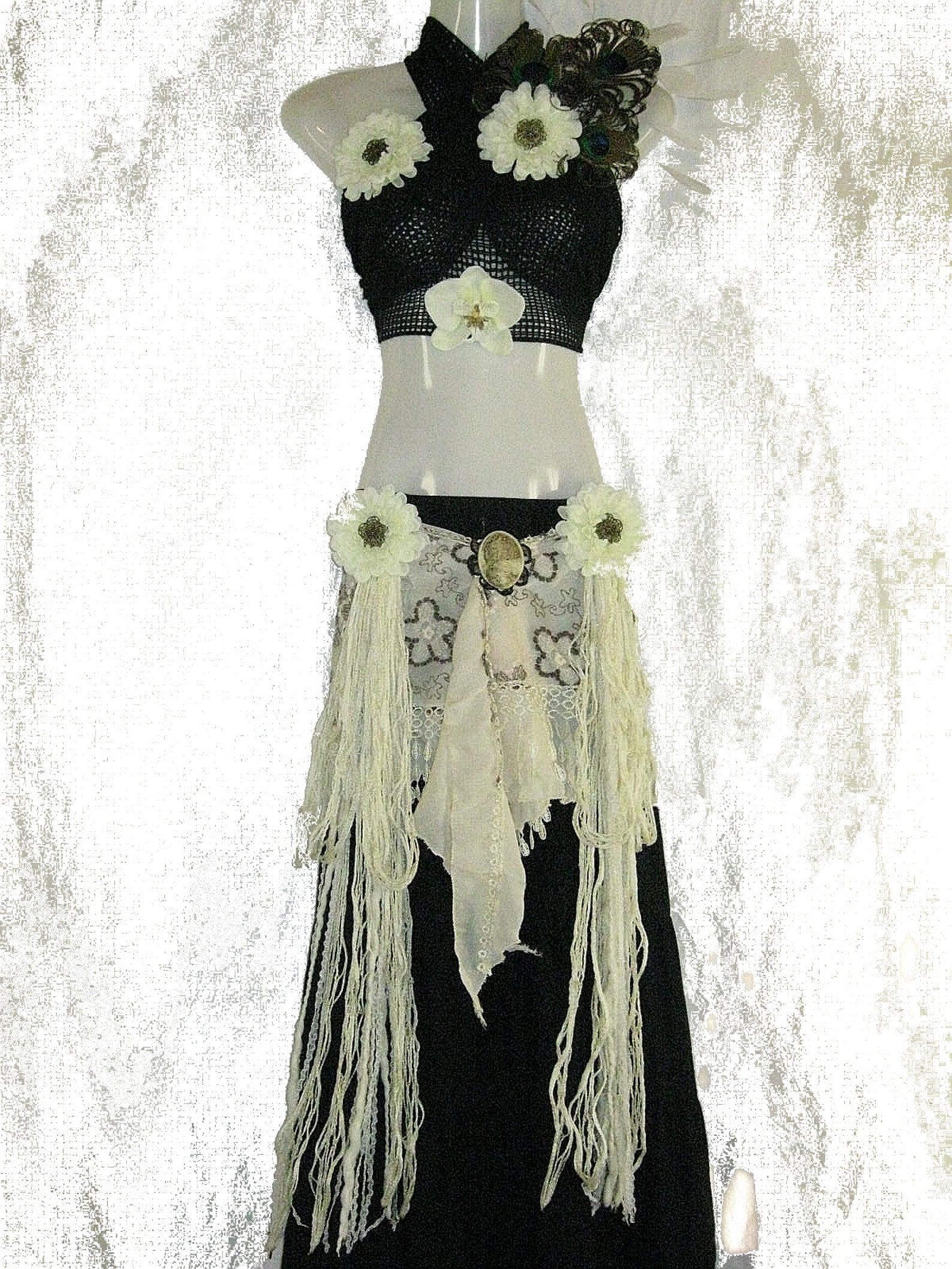 Belly Dance Vintage HIP & HAIR TASSELS "flora Deluxe" Faery Fae Fantasy ...