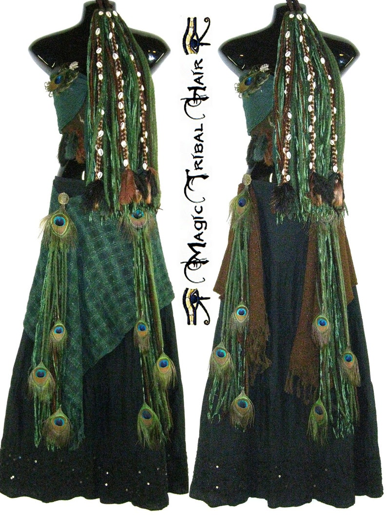 Tribal Fusion Belly Dance PEACOCK FEATHER Hip Hair TASSEL - Etsy