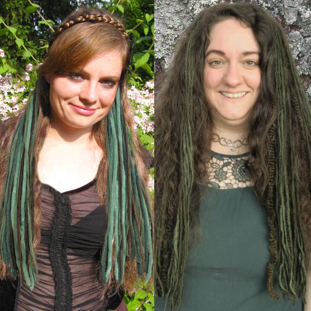 Woodland Fairy Dreadlocks CLIP-IN DREADS Forest Witch Yarn Dread Falls ...
