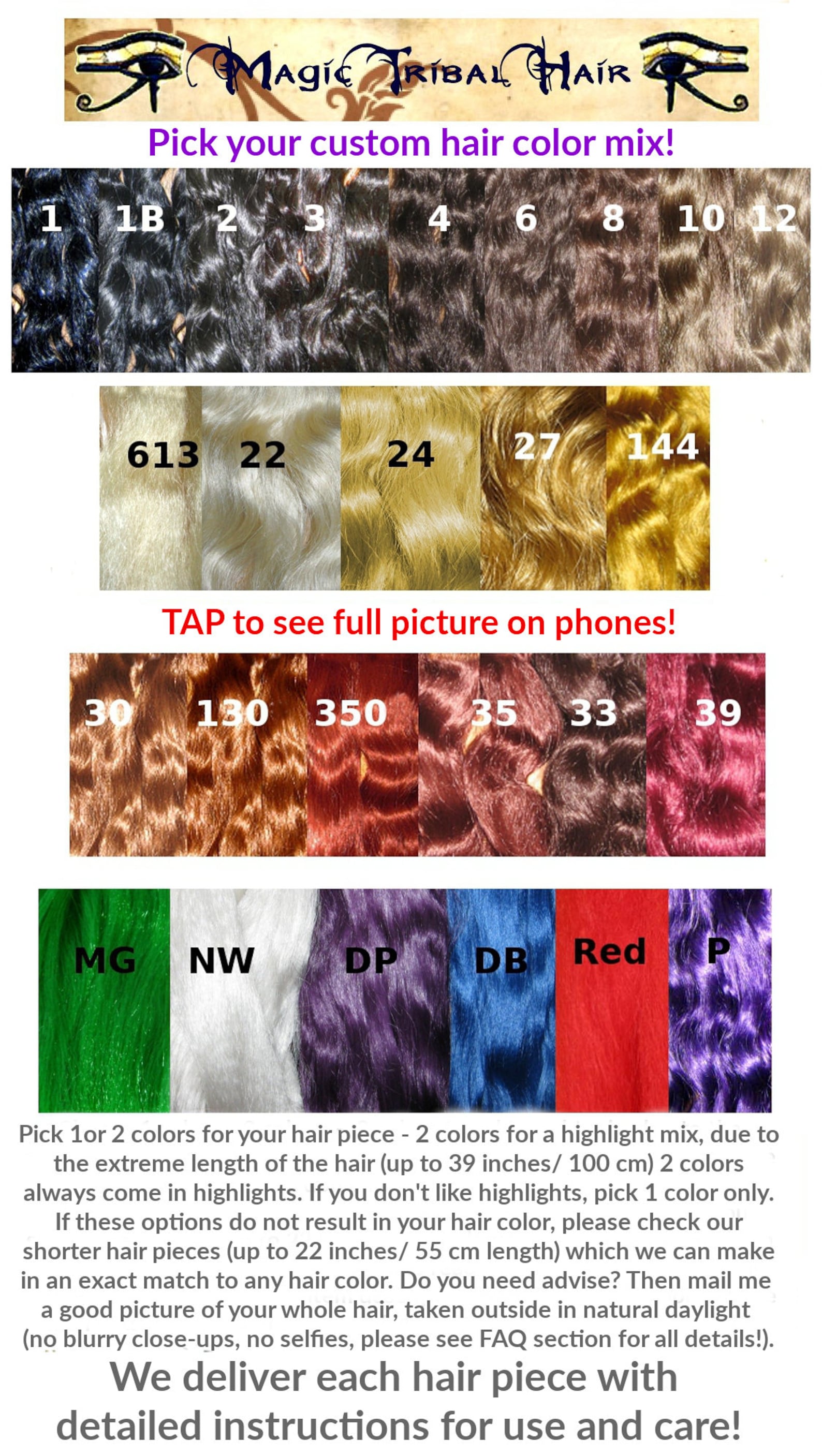 CUSTOM COLOR BRAID Fantasy Ponytail 90 Cm/ 36'' Viking Norse Celtic ...