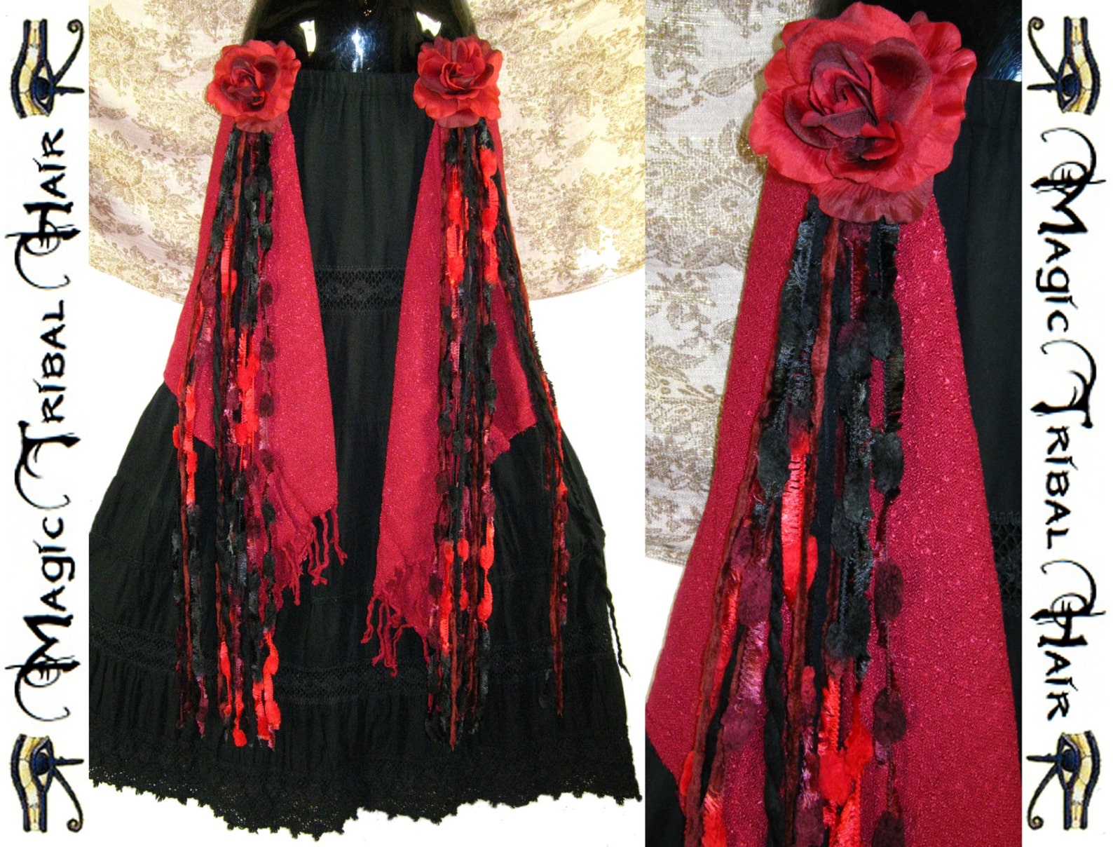 GOTHIC BELLY DANCE Hip Tassel & Hair Accessory Red Passion Nostalgia ...
