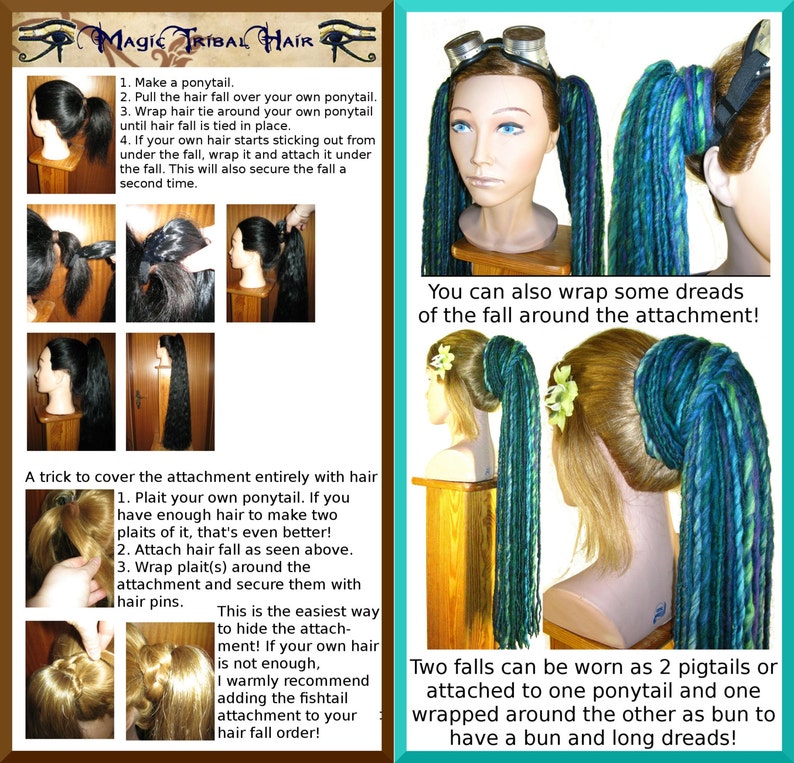 YARN FALL Blue MERMAID Fantasy hair falls 24''/ 60 cm | Etsy