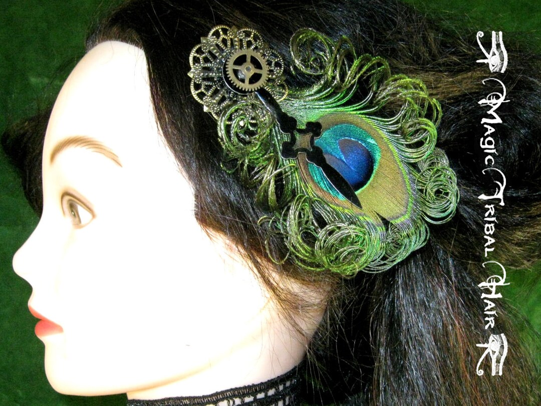 STEAMPUNK PEACOCK Feather & Vintage Gears - Etsy