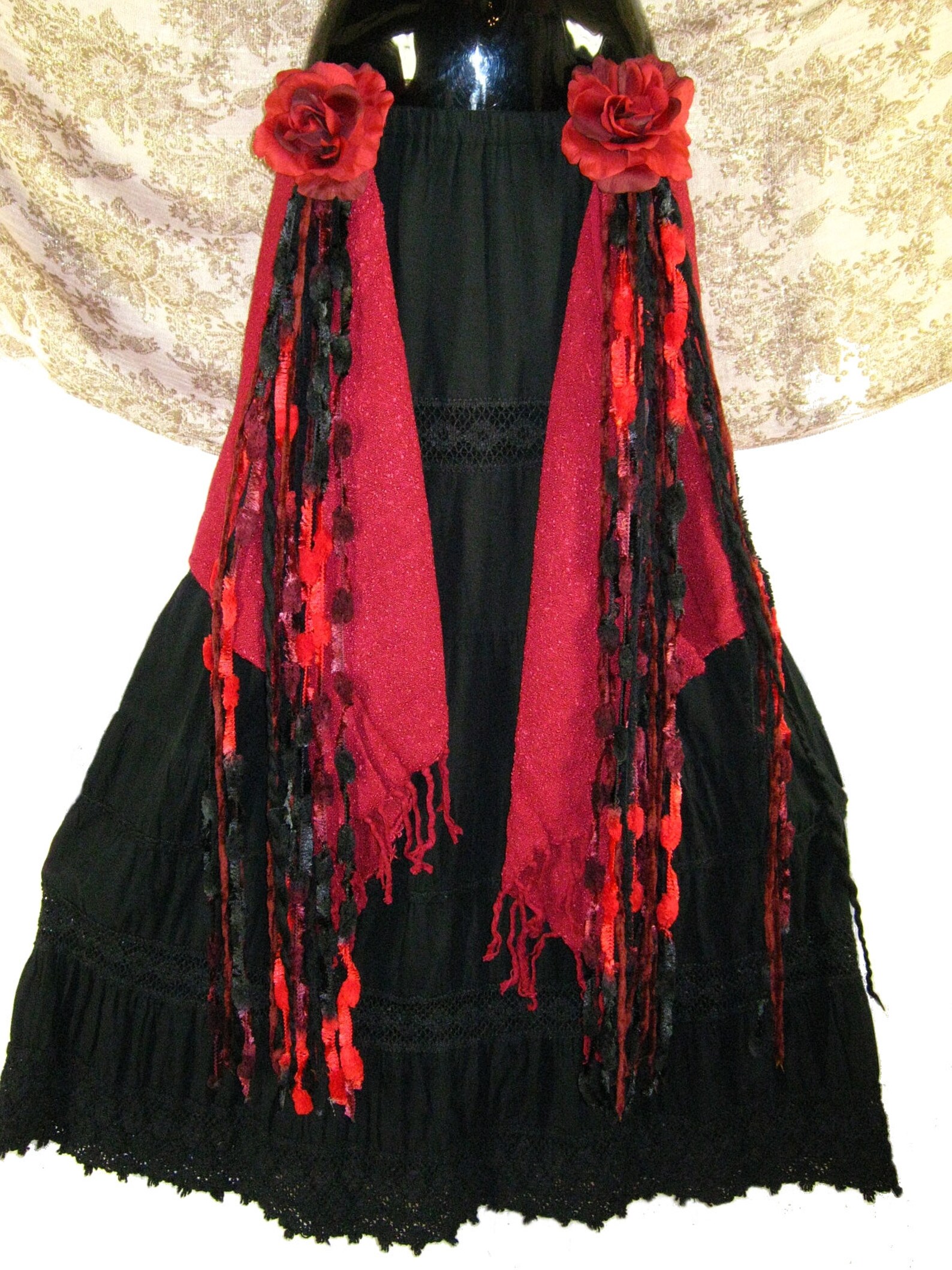GOTHIC BELLY DANCE Hip Tassel & Hair Accessory Red Passion Nostalgia ...