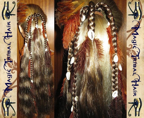Items similar to Reenactment EXTENSION HAIR FALL Tribal Fusion ostrich ...