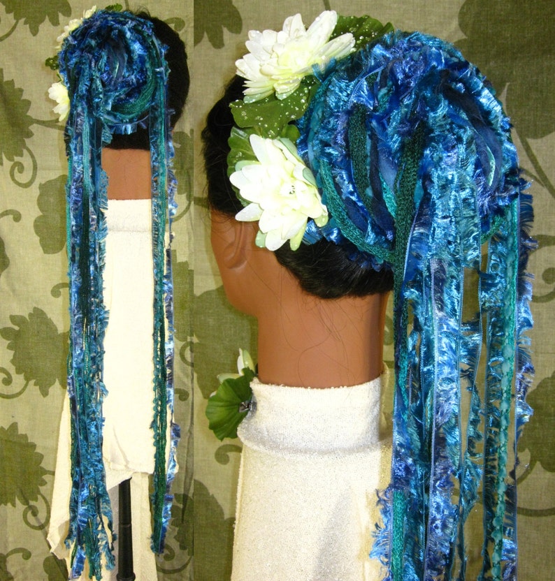 YARN FALL Blue MERMAID Fantasy hair falls 24''/ 60 cm | Etsy