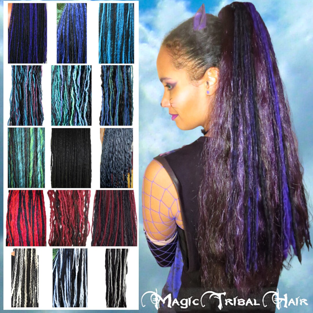 GOTH DREADLOCKS Clip-in DREADS Black & Colors Gothic Witch Dread Falls ...