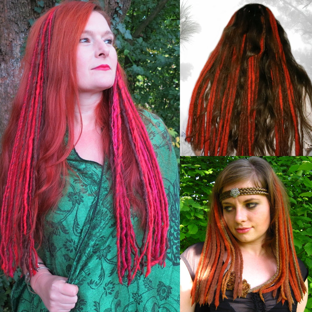 DREADLOCKS HENNA RED Redhead Clip-in Dreads Witch Wicca Dread Falls ...