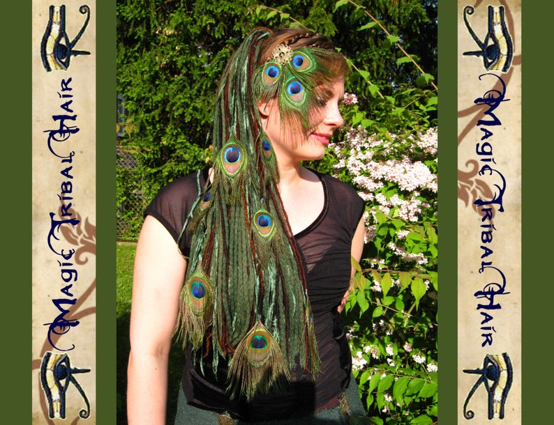 DREADLOCKS Elf Peacock Feather Extensions Forest Fairy DREAD | Etsy