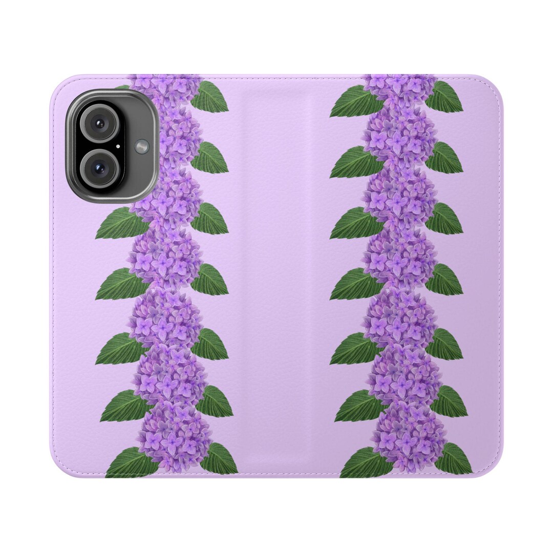 Purple Hydrangea Stripe Flip Case | Floral Phone Wallet - Etsy