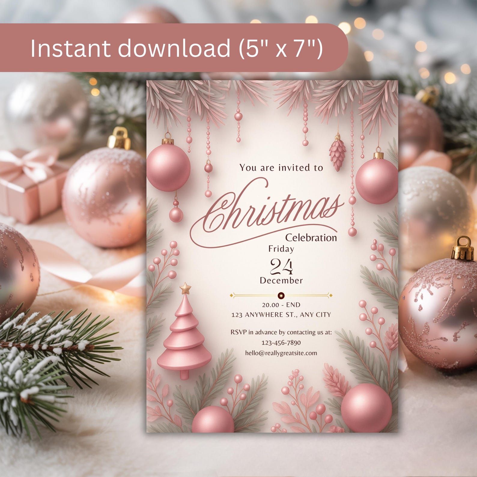 Editable Christmas Party Invitation Template: Multipurpose Elegant ...
