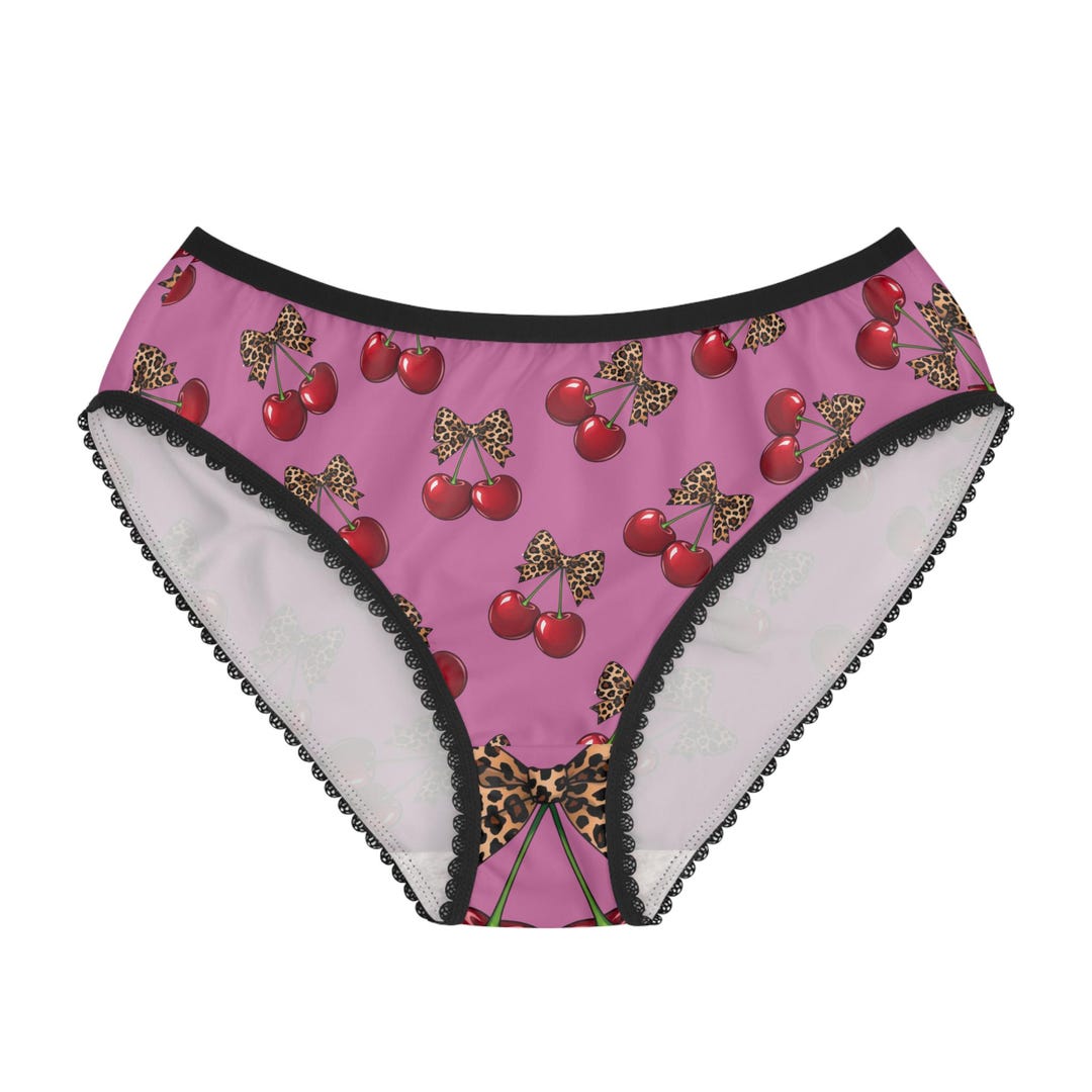Leopard Bow Cherries Women's Briefs | Pink Cherry Pattern - Etsy