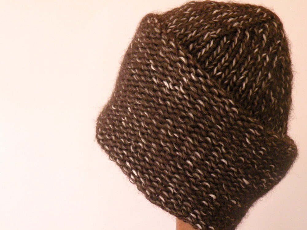Hand Knit Hat Cozy Knitted Brown Cap - Etsy