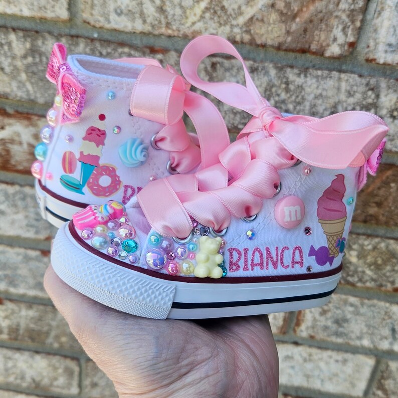 Sweet One Donut Converse, Personalized Sweets Donut Ice Cream Sneakers ...