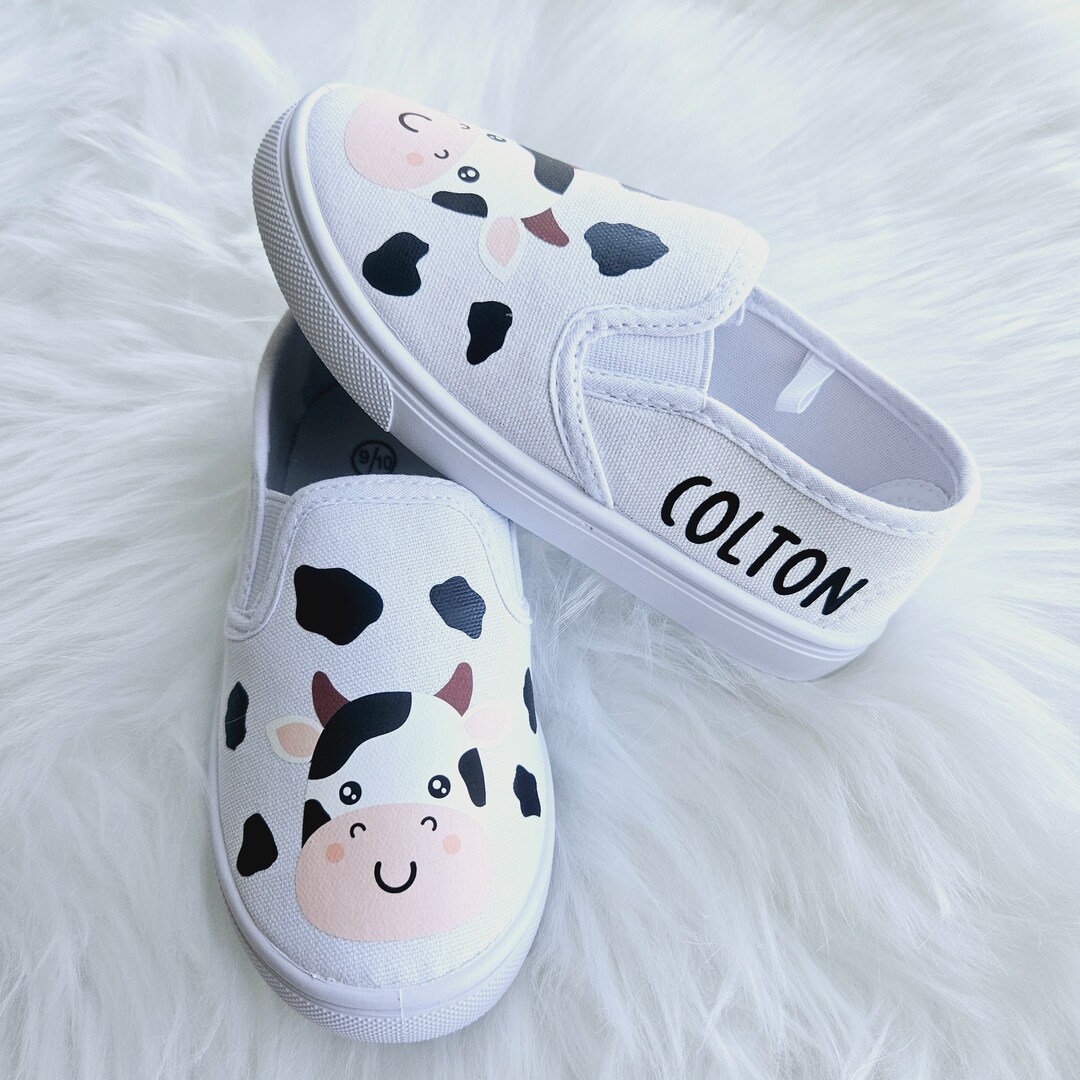 Toddler Cow Shoe Slip On, Personalized Cow Shoes, Slip on Sneaker for ...