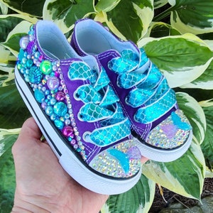 Purple Mermaid Converse, Genuine Converse Low Top Purple Sneakers, Many ...