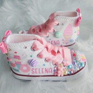 Sweet One Donut Converse, Personalized Sweets Donut Ice Cream Sneakers ...
