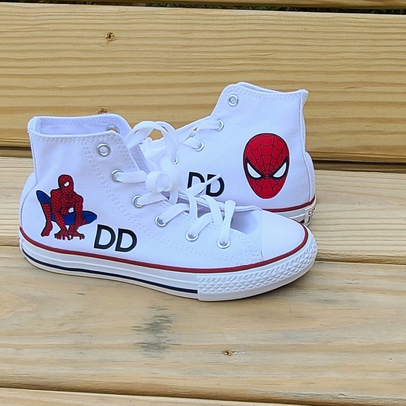 Spiderman Converse Personalized Sneakers High Tops Boys - Etsy