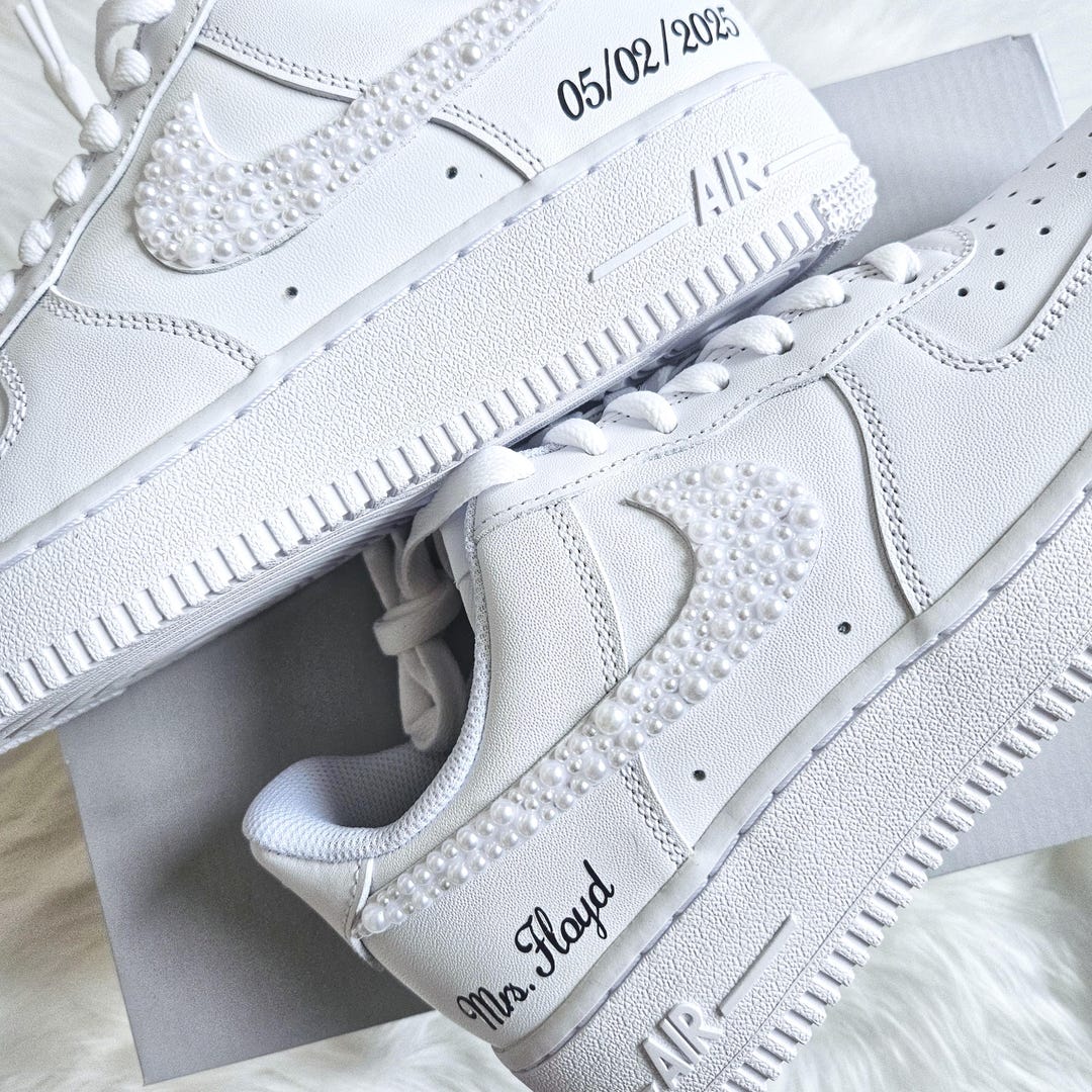 Custom Nike AF1 Bride Shoes Nike Air Force One Wedding Shoes Bridal ...