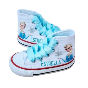 Elsa Converse, Frozen Shoes, Glitter Name and Snowflake, Personalized ...