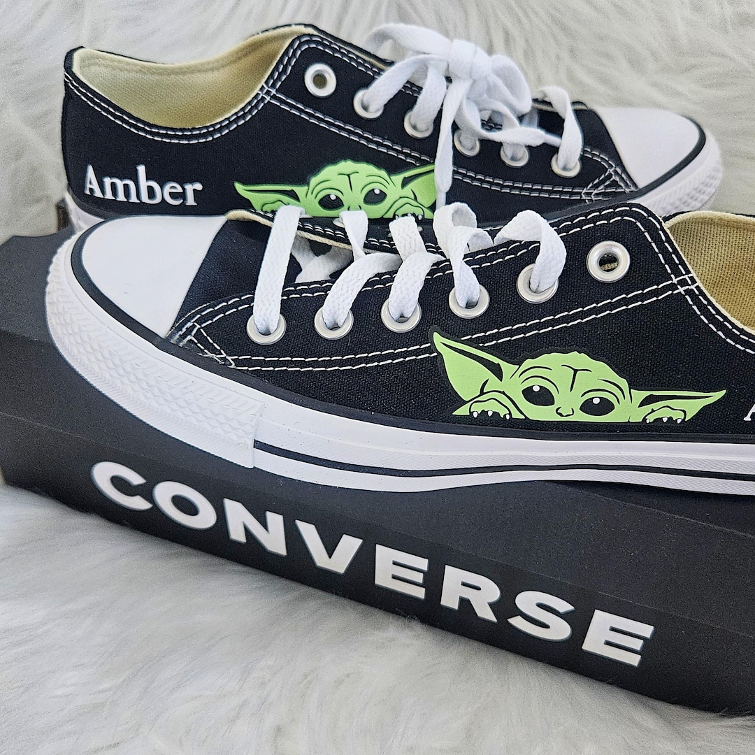 Custom Baby Yoda Converse Personalized Yoda Converse Low Top Converse ...