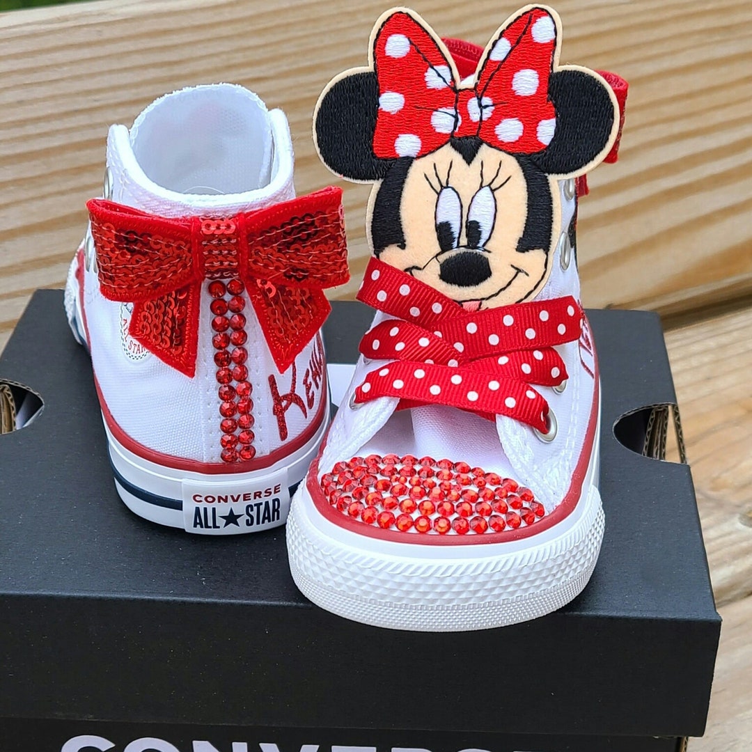 Personalized Minnie Mouse Converse Custom Red Bling Minnie - Etsy