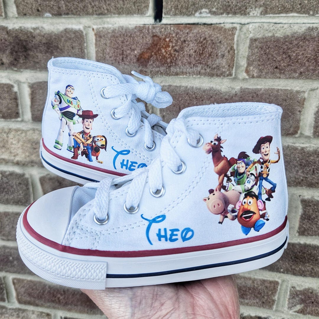 Personalized Toy Story Converse Buzz and Woody High Tops Custom Toy ...