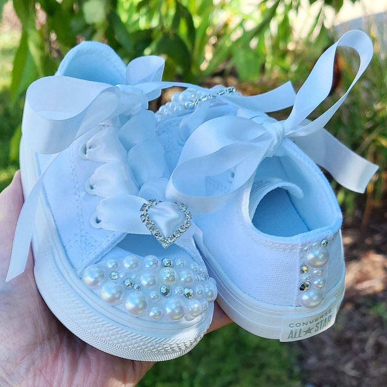 Personalized All White Converse, Baby Toddler Girls Converse Sneakers ...