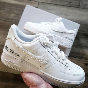 Custom Nike AF1 Bride Shoes Nike Air Force One Wedding Shoes Bridal ...