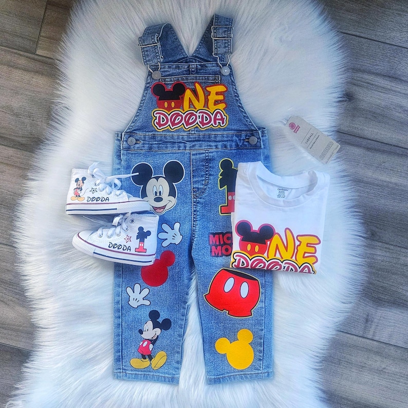 Mickey Mouse Overalls Personalized Denim Baby Toddler Overalls Washable ...