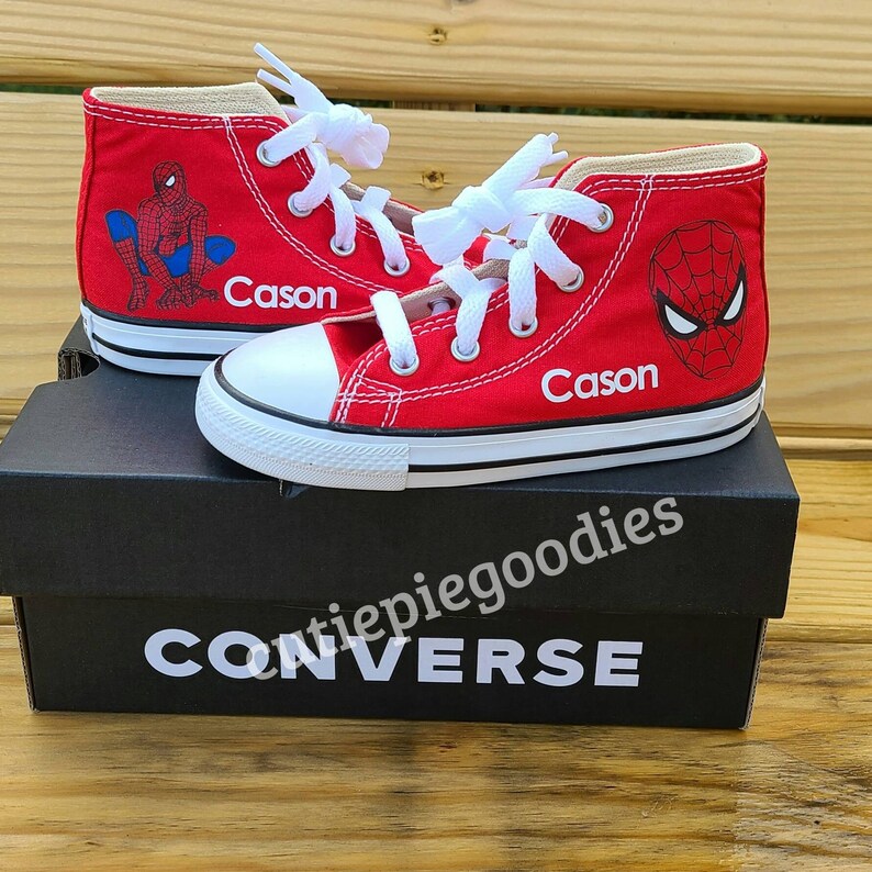 Spiderman Converse Personalized Sneakers High Tops Boys - Etsy
