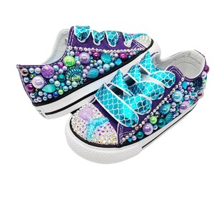 Purple Mermaid Converse, Genuine Converse Low Top Purple Sneakers, Many ...