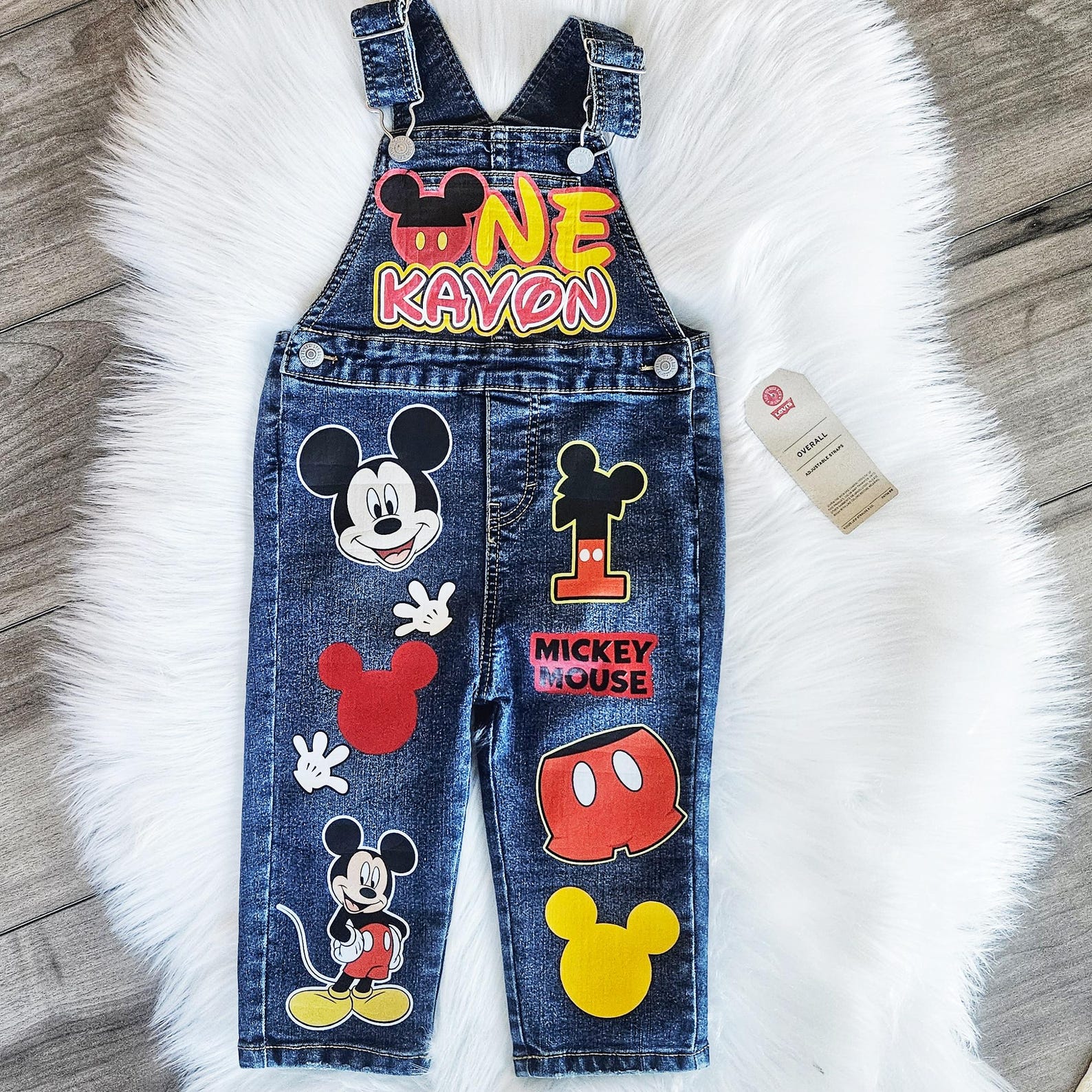 Mickey Mouse Overalls Personalized Denim Baby Toddler Overalls Washable ...