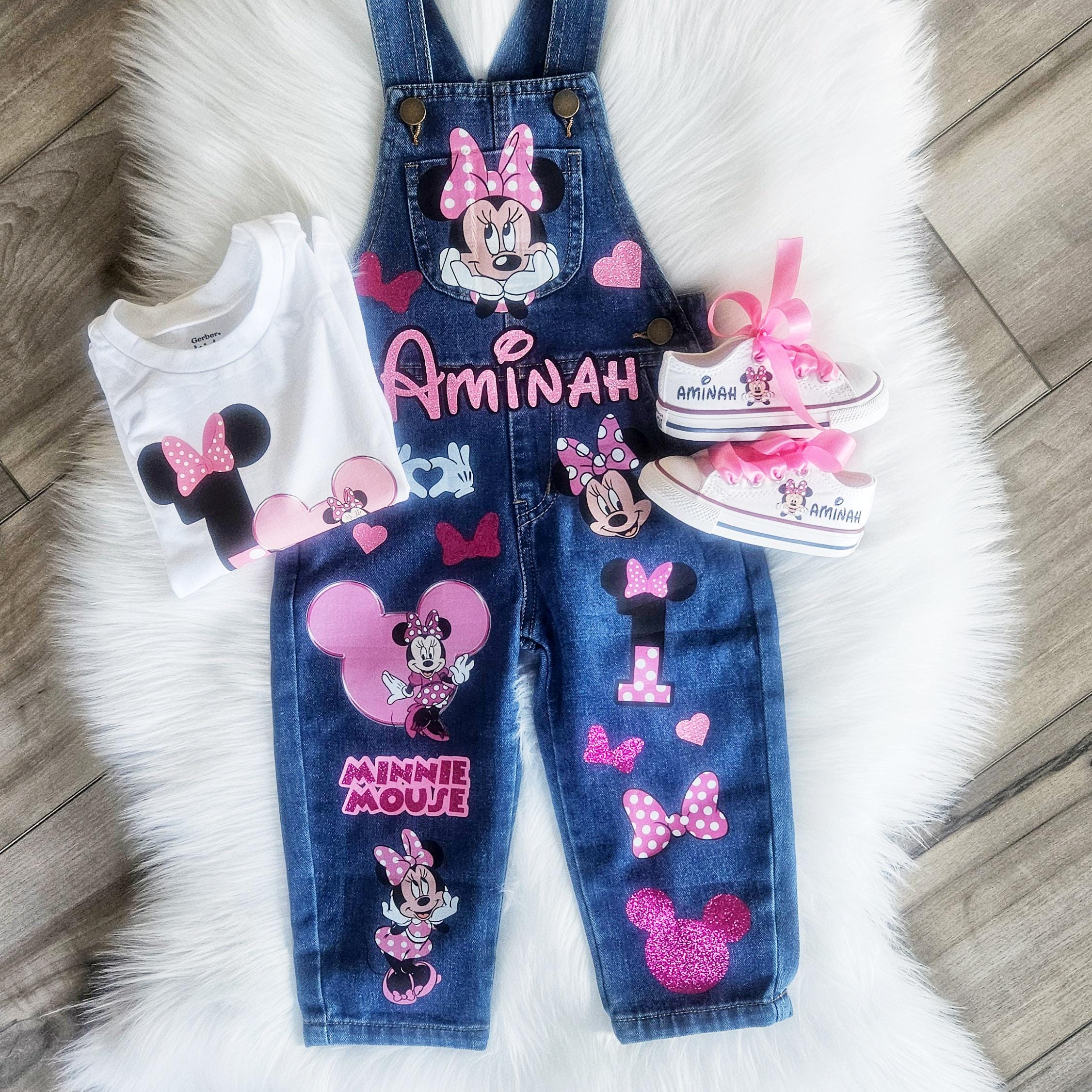 Minnie Mouse Overalls Denim Overalls for Baby Toddler Minnie Set Any ...