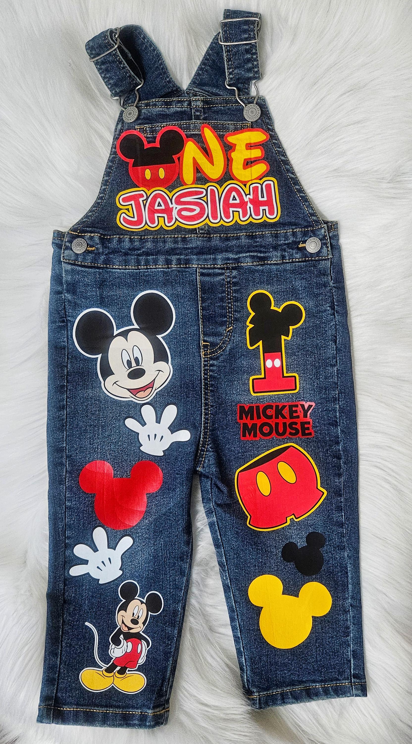 Mickey Mouse Overalls Personalized Denim Baby Toddler Overalls Washable ...