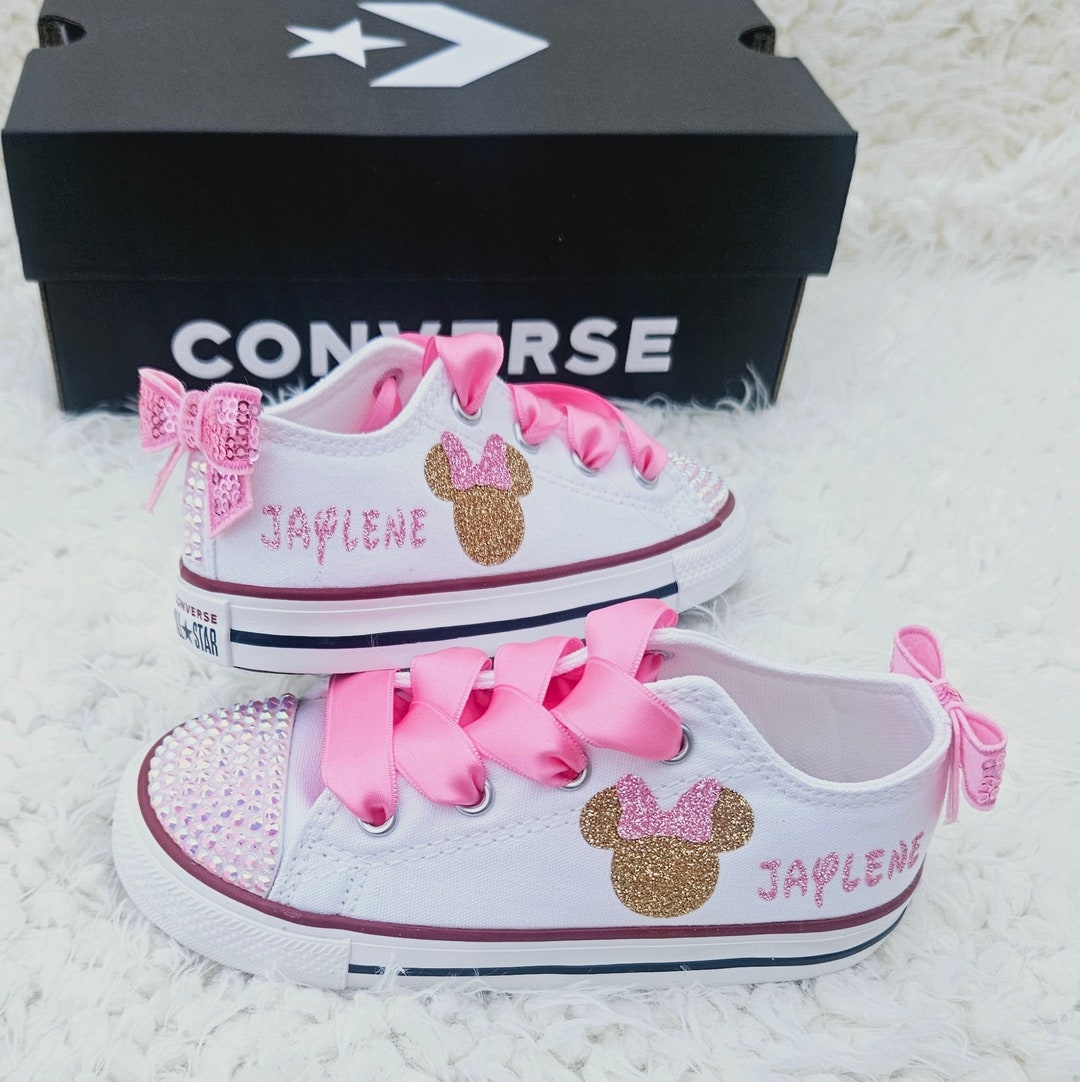 Personalized Minnie Mouse Converse, Pink and Gold Minnie Mouse, Baby ...