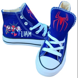 Spiderman High Tops, Custom Personalized Spidey and His Amazing Friends ...